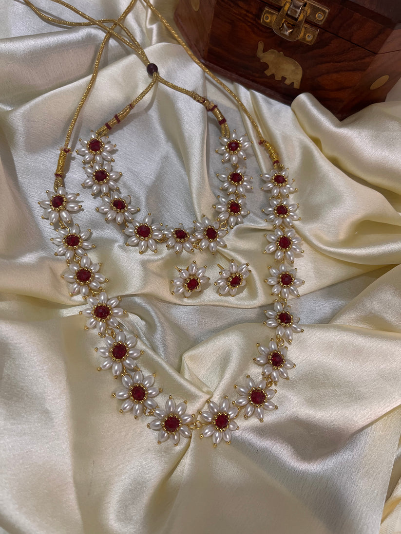 Handcrafted Parijatak pearl short and long Necklace combo – MahaNath